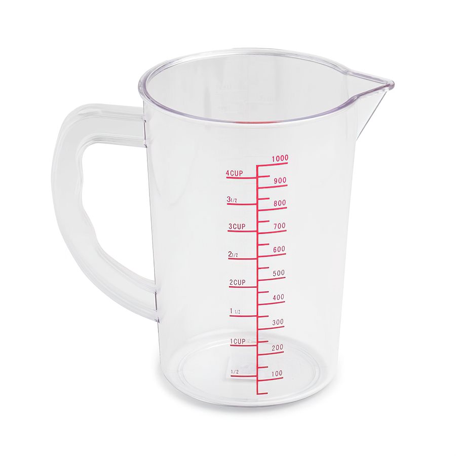 Polycarbonate Liquid Measuring Cup, 1 quart, cup graduated in cups / ml ...
