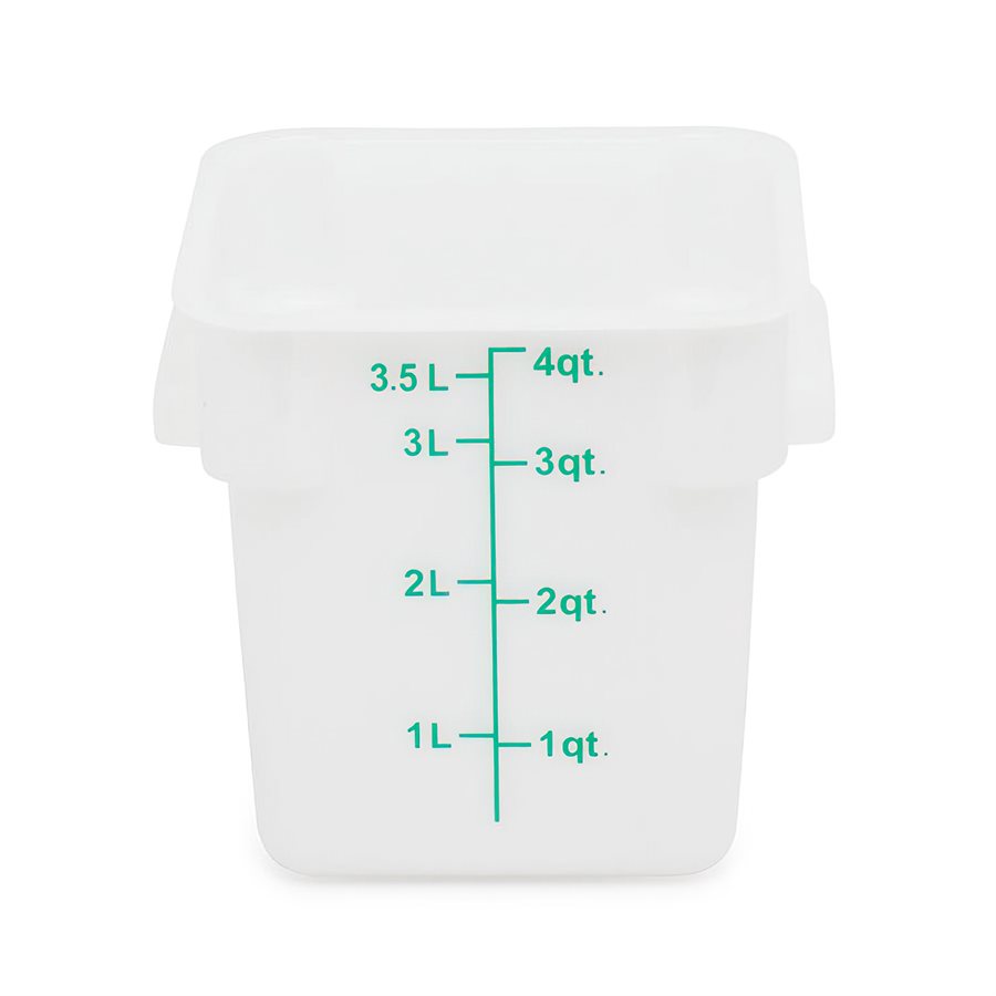 White Polypropylene Square Storage Container 4 qt NSF (48 ea / cs)