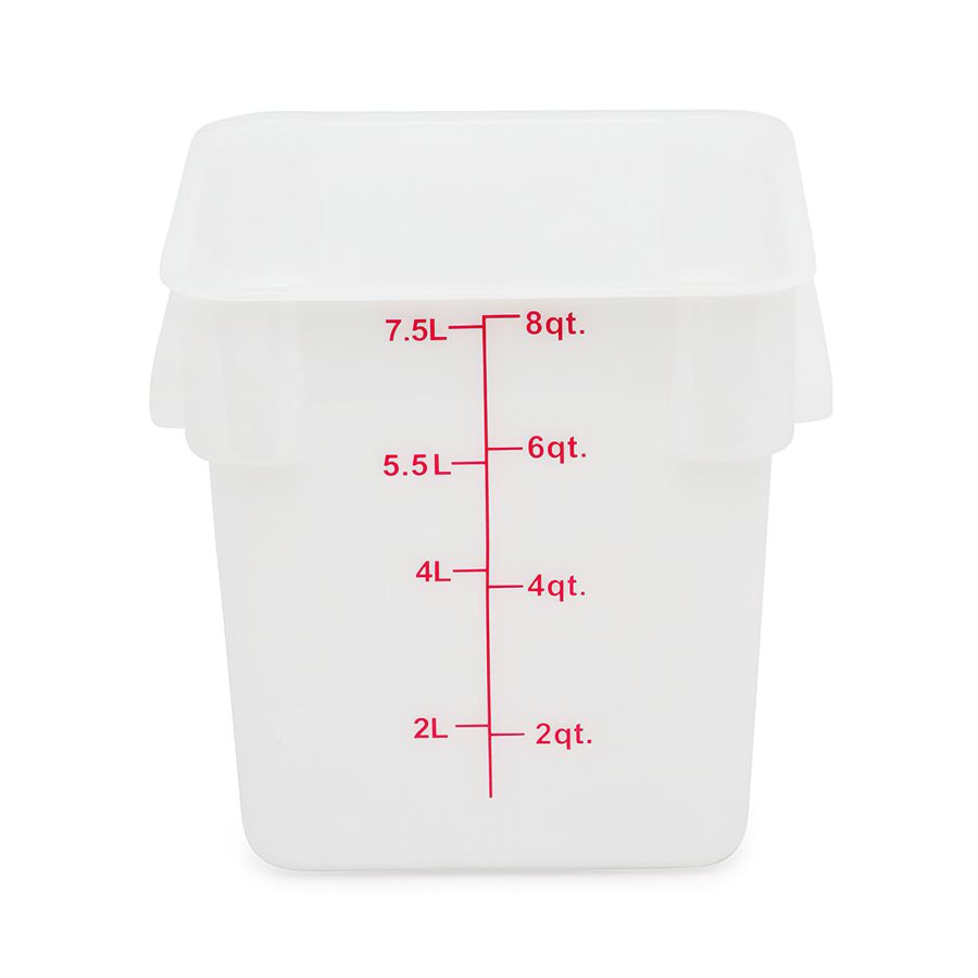 White Polypropylene Square Storage Container 8 qt NSF (24 ea / cs)