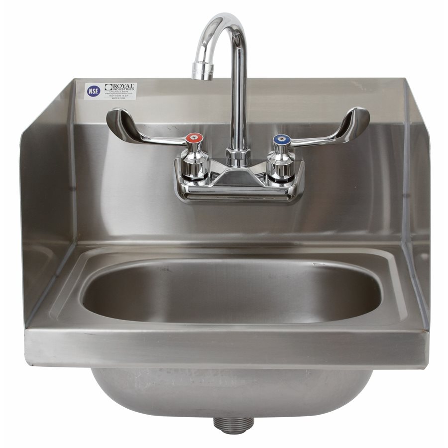 Hand Sink 10 x 12.75 x 6 Bowl Splash with Wrist Blade Faucet NSF (1 ea ...